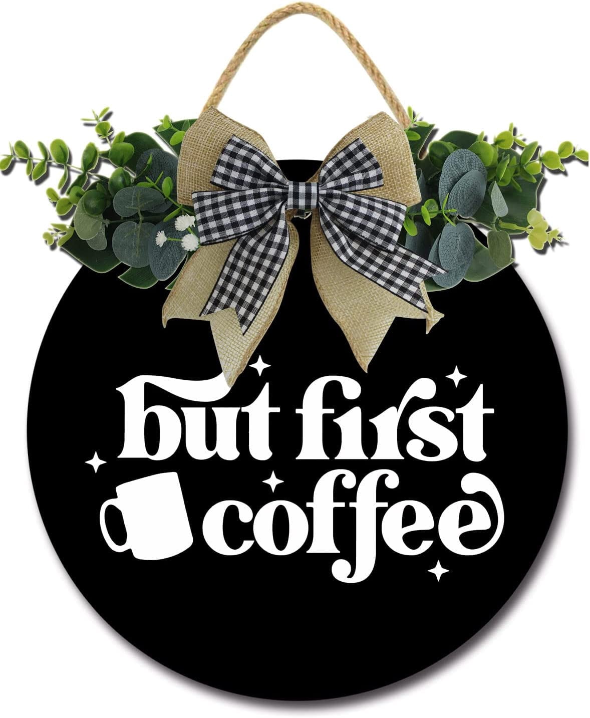 Eveokoki 12" But First Coffee Sign Decor Rustic Farmhouse， Wooden Retro ...