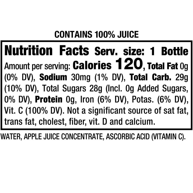 Motts Apple Juice Nutrition Label