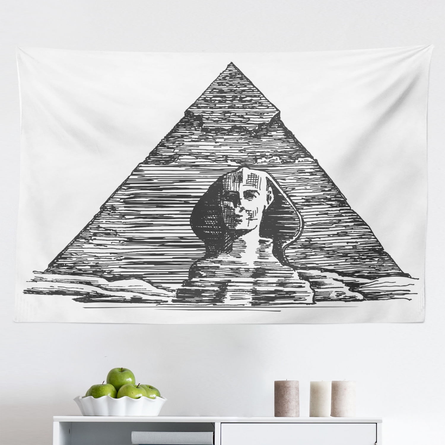 Egyptian Print Tapestry, Hieroglyphics with Anubis Traditional Cultural ...