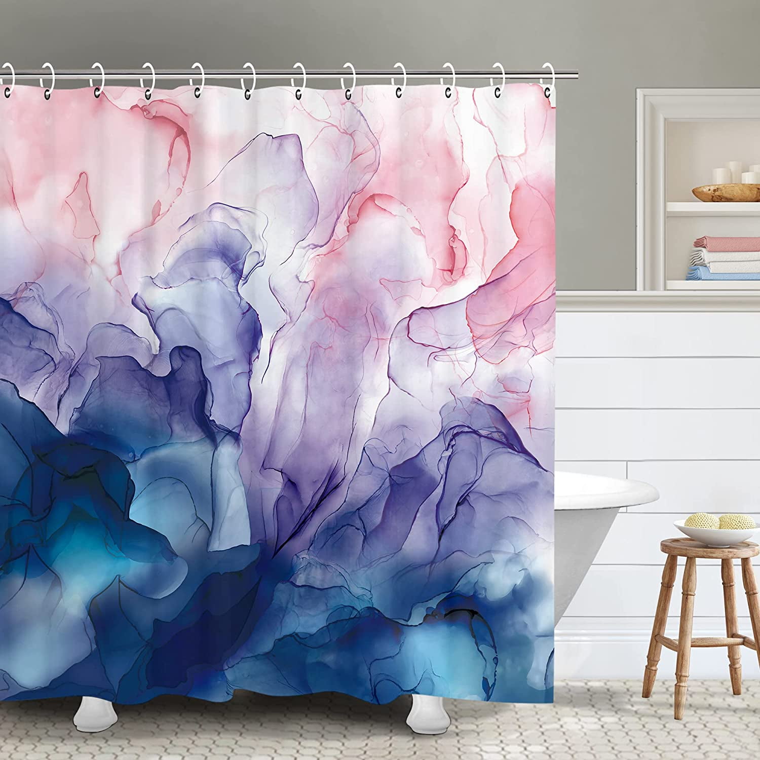 SPXUBZ Abstract Shower Curtain, Colorful Shower Curtain, Ombre Shower Curtains Set with 12 Hooks ...