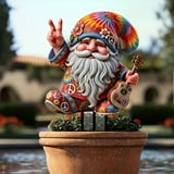 Nkmbld Yard Statues Outdoor Whimsical Hippie Gnome Acrylic Garden Card ...