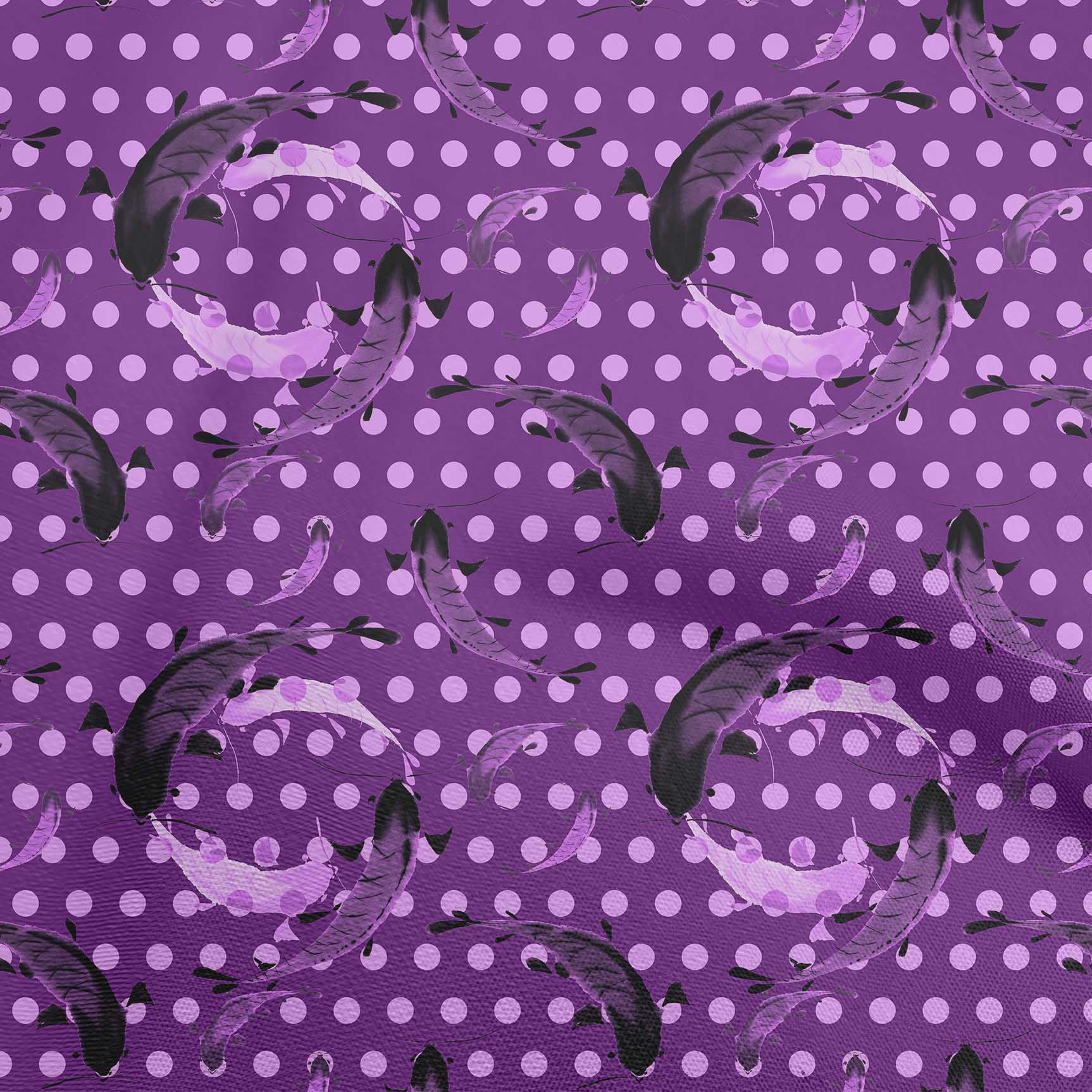 oneOone Georgette Viscose Purple Fabric Asian Japanese Koi Fish ...