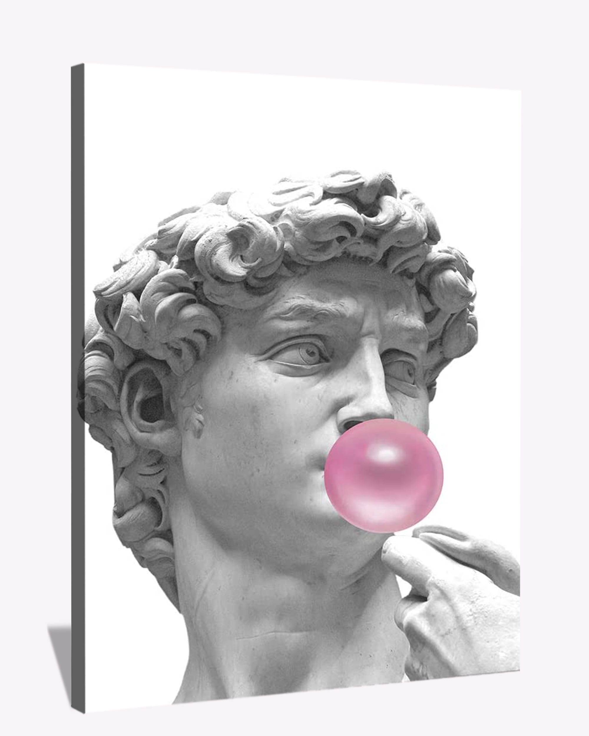 David With Pink Bubble Gum Paintings Black and White Celebrity Pop Art ...