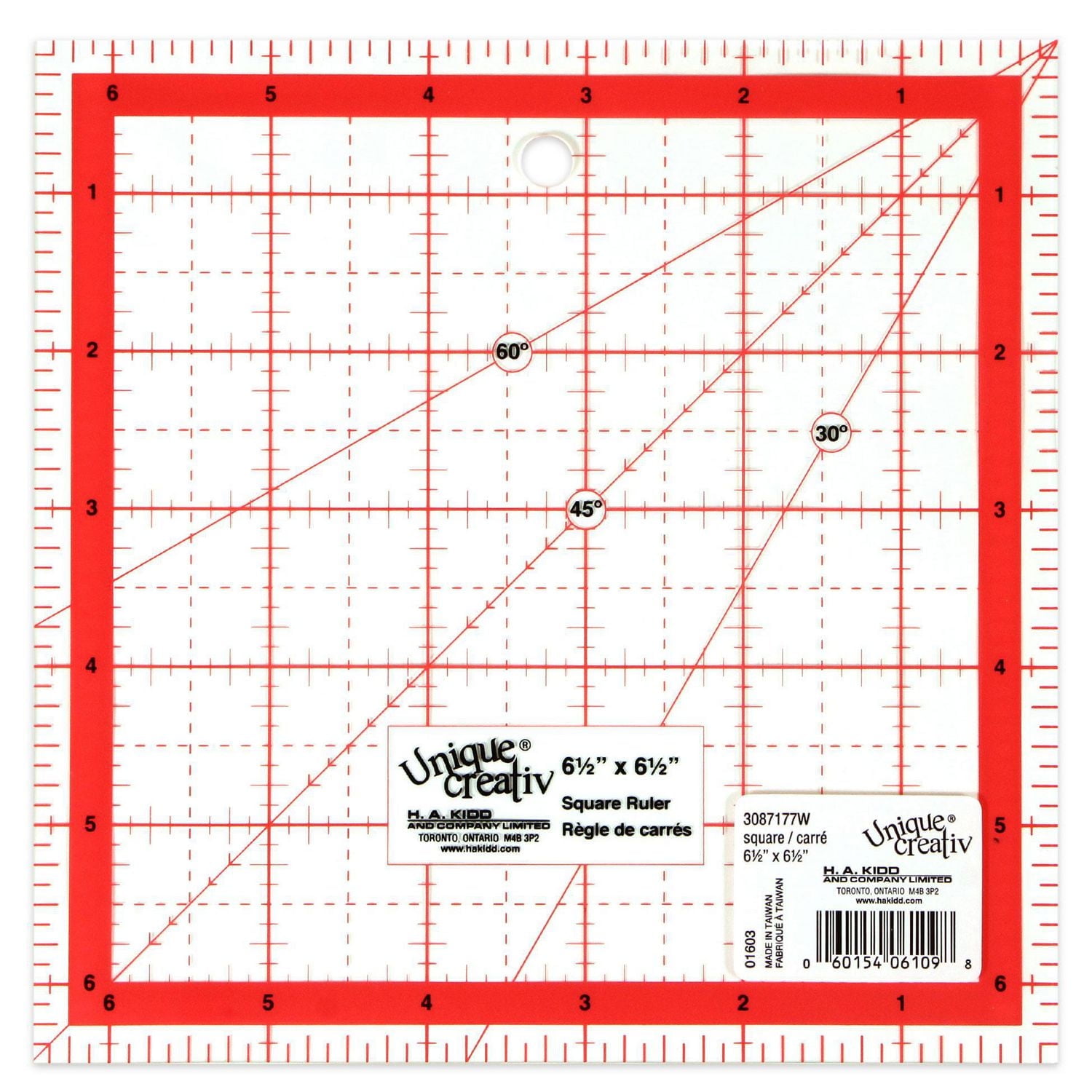 SEW EASY Square Quilting Ruler, 16.5 × 16.5 cm (6.5 × 6.5 in) — Non ...