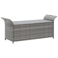 vidaXL Outdoor Storage Bench Patio Rattan Storage Box with Cushion Poly ...