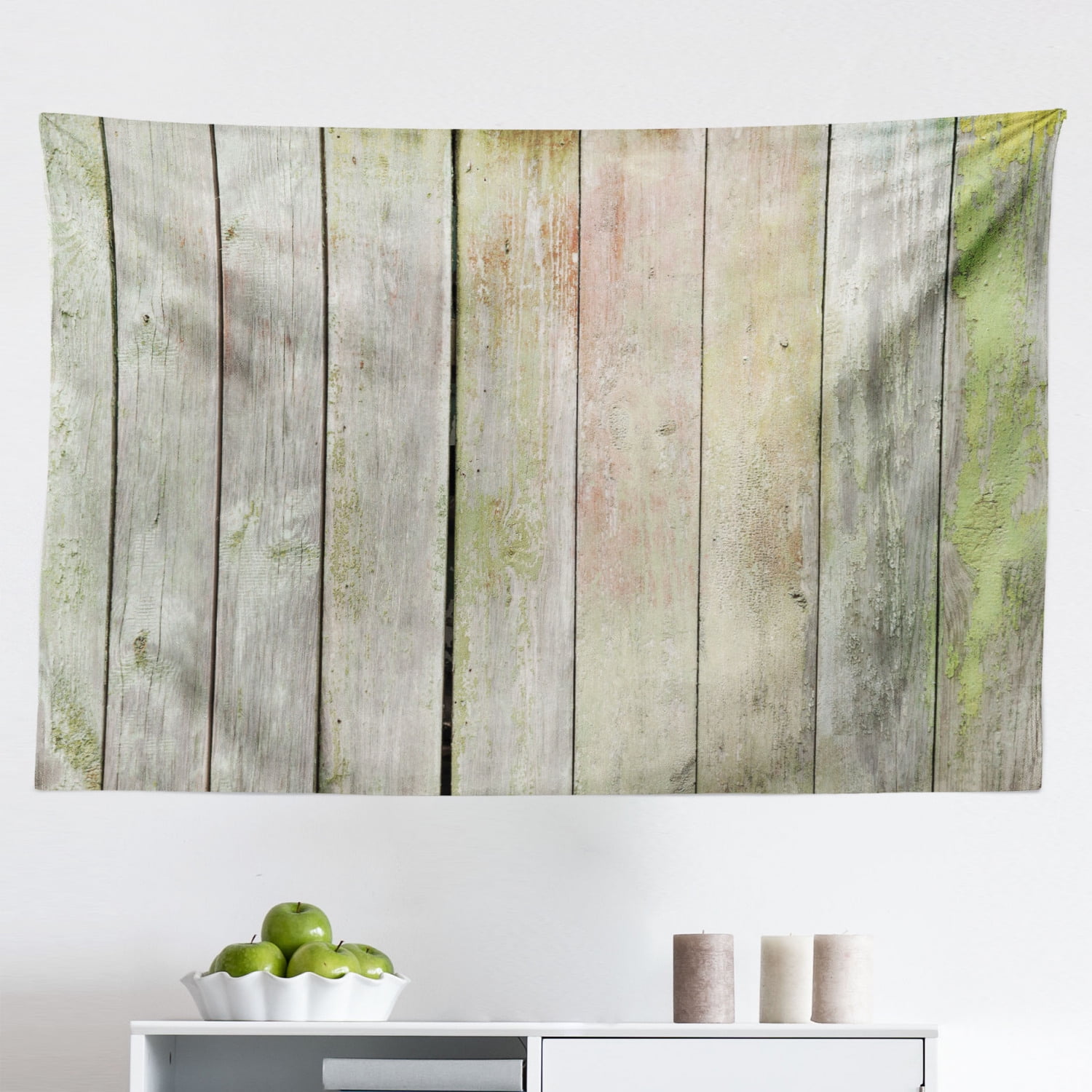 Fence Tapestry, Wooden Fence on Residential Terrace Sunny Backyard ...