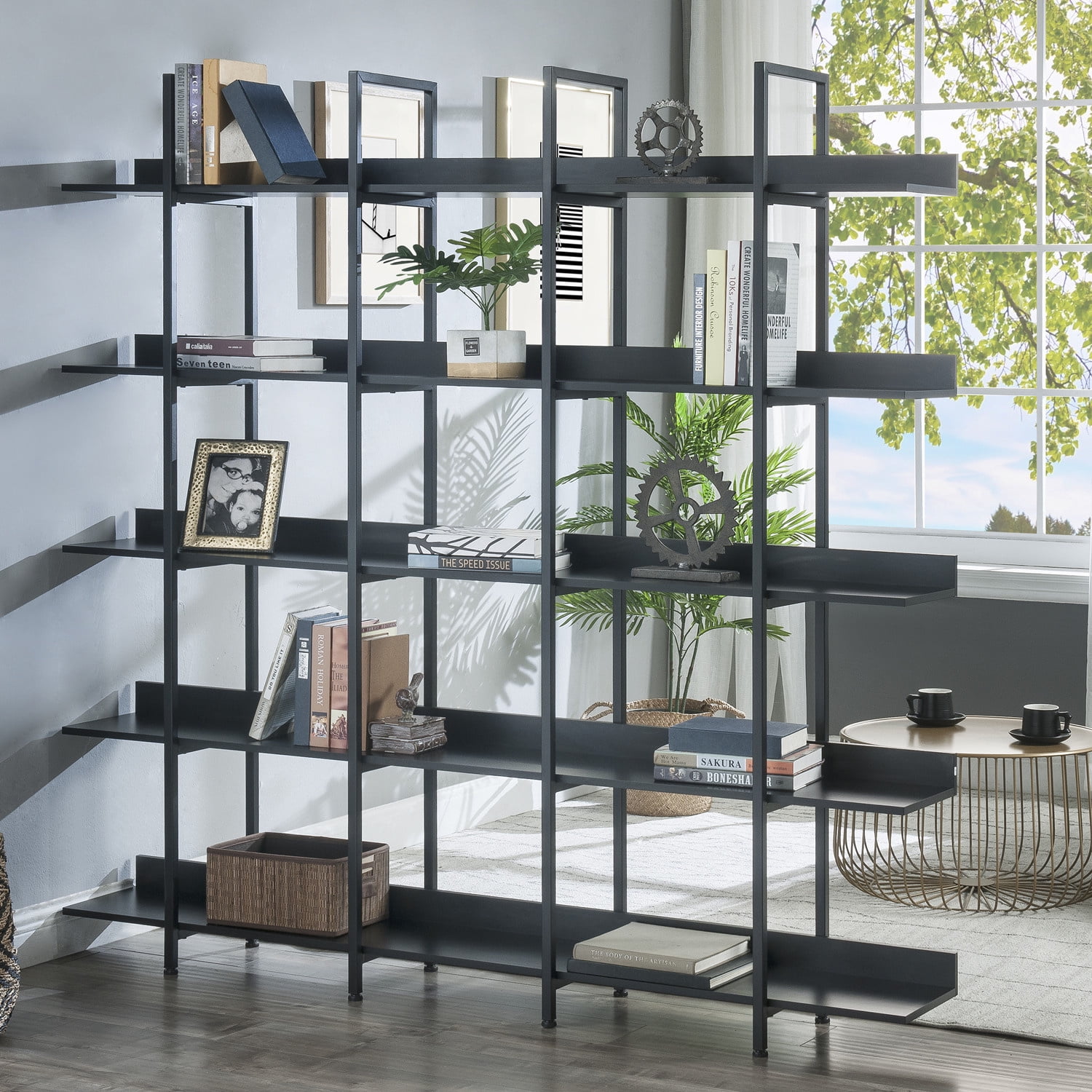Home Office Storage Shelves with 5-tier Rack, Modern Freestanding 5 ...