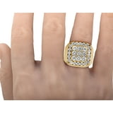 Mens 14K Yellow Gold Real Diamond Square Pinky Ring 4CT - Walmart.com