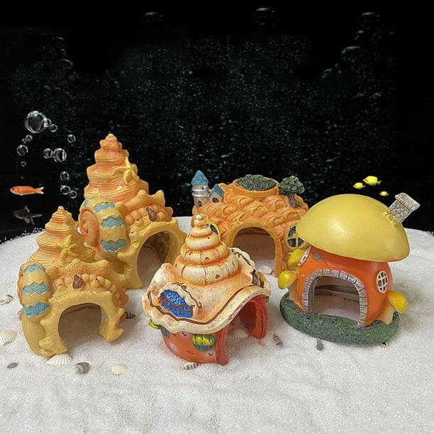 QINXIN Resin Ornaments Fish Shrimp Hideout Caves Escape House Layout ...