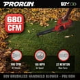 PRORUN Powerful 60V 680 CFM Brushless Cordless Leaf Blower for Lawn ...