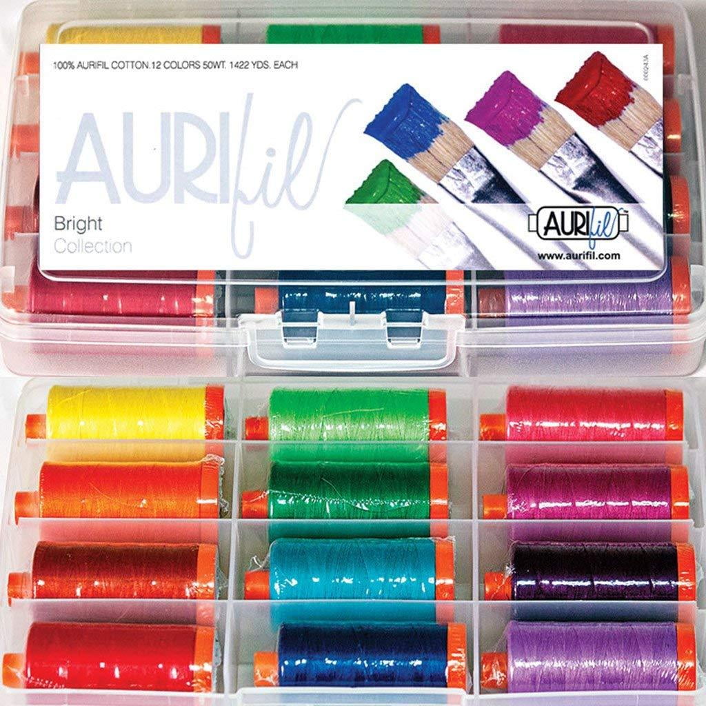 Aurifil Thread Set: Bright Collection 50wt Cotton 12 Large (1422 yard ...