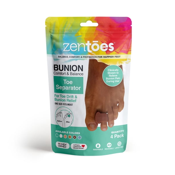 ZenToes Pack of 4 Toe Separators and Spreaders For Bunion, Overlapping ...