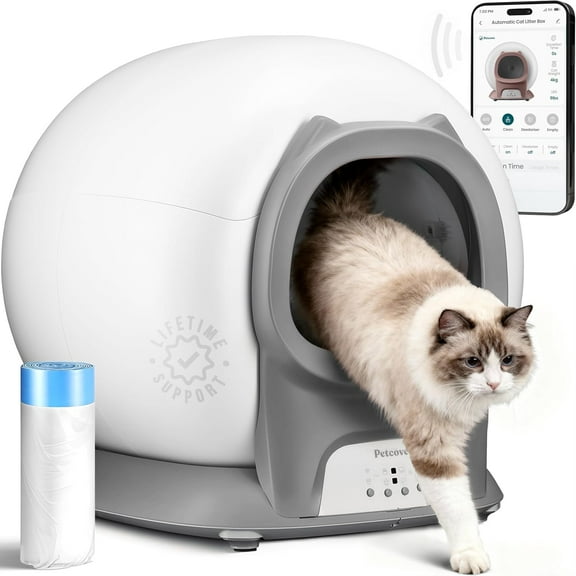 Petcove Automatic Litter Box Self Cleaning for Cats App Control Odor ...