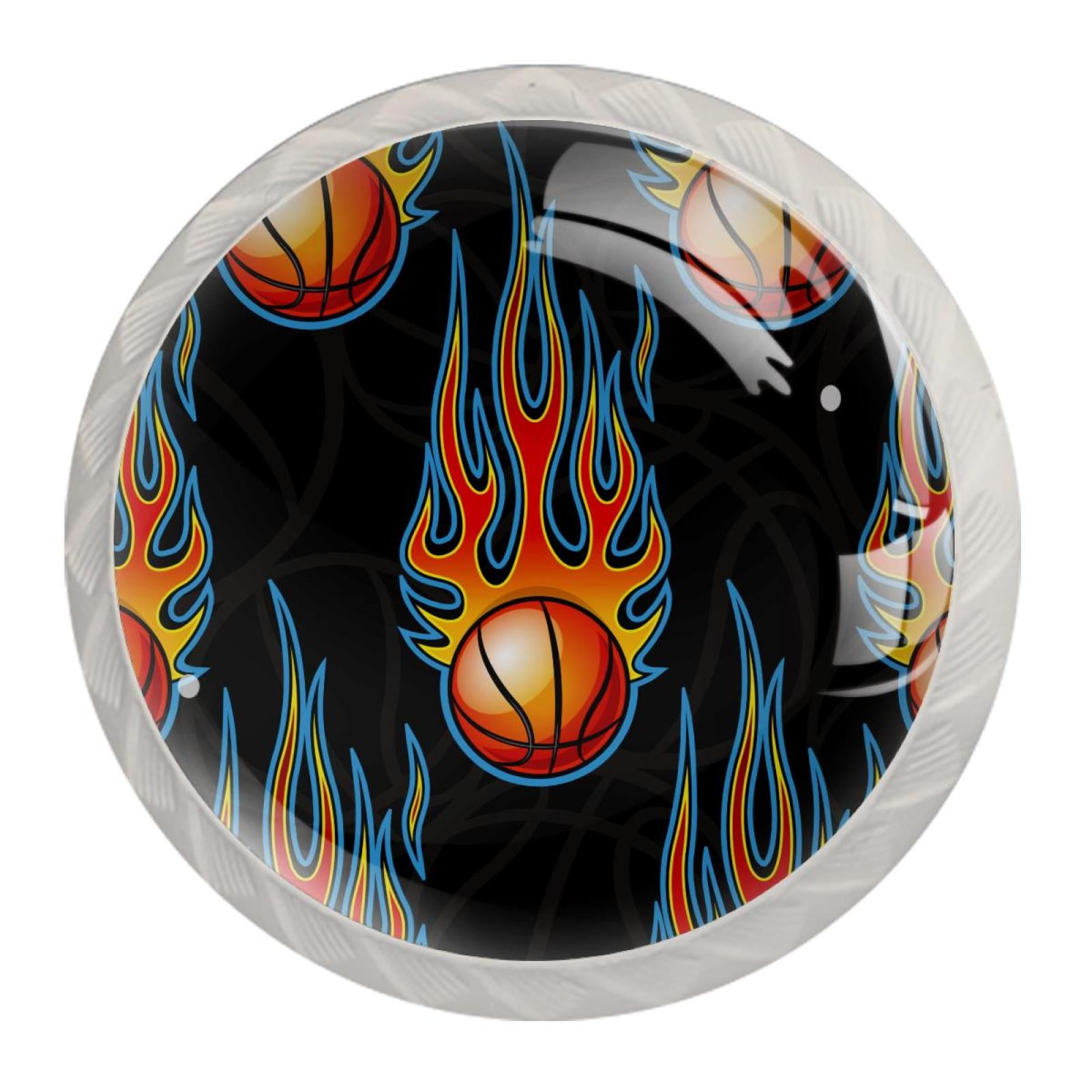 4 Pcs Sports Basketball Power Fire Knobs for Kitchen Cabinet Cupboard ...