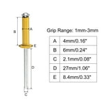 Uxcell 4mm x 6mm Aluminum Open End Flat Round Head Blind Rivets, Gold ...