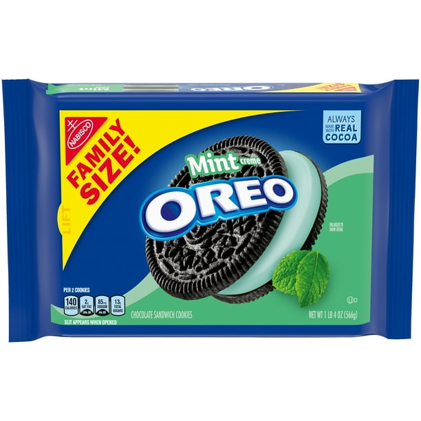 OREO Mint Flavored Creme Chocolate Sandwich Cookies, Family Size, 20 oz ...