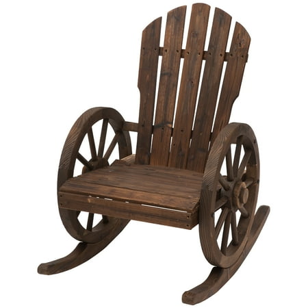 Outsunny Patio Wooden Adirondack Rocking Chair, Wagon Outdoor Rocker ...