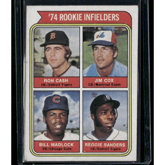 1974 Topps RON CASH/JIM COX/BILL MADLOCK/REGGIE SANDERS #600 74 Rookie ...