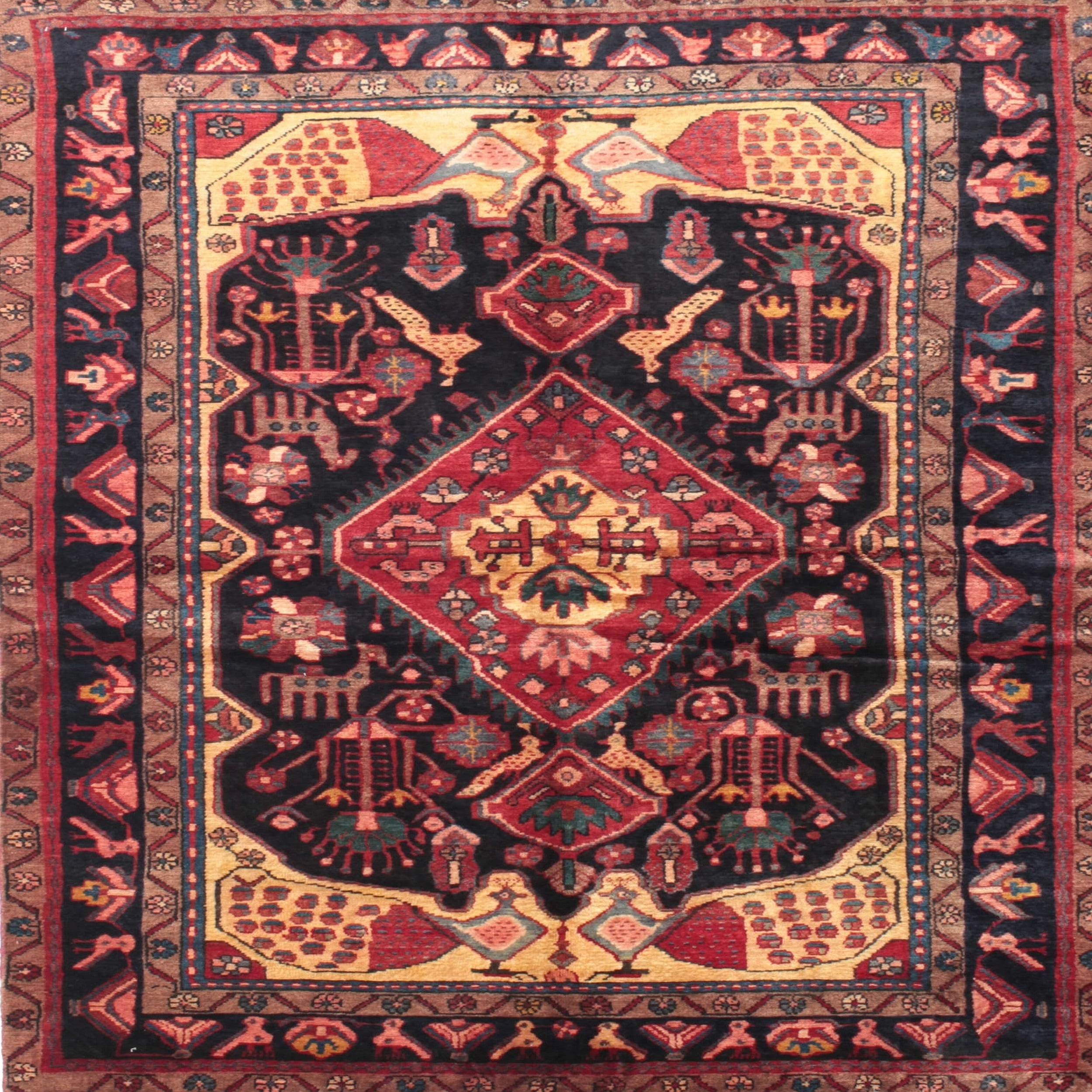 Ahgly Company Indoor Square Traditional Rust Pink Persian Area Rugs, 6 ...