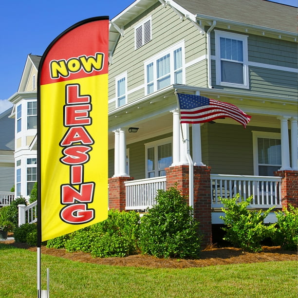 Now Leasing Sign Feather Flag ,8FT Now Leasing outdoor advertising flag ...
