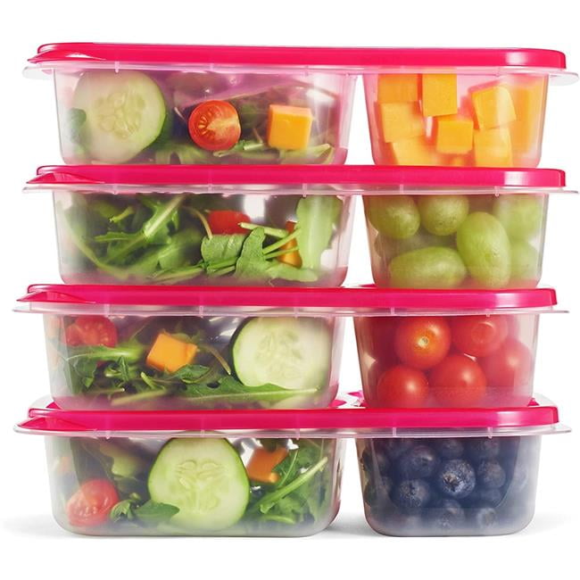 Fit & Fresh 10202FFWBRD Meal Prep Container, Red & Clear - Pack of 4 ...