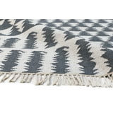 Off-White Wool Rug 5X7 Modern Dhurrie Scandinavian Triangles Room Size ...
