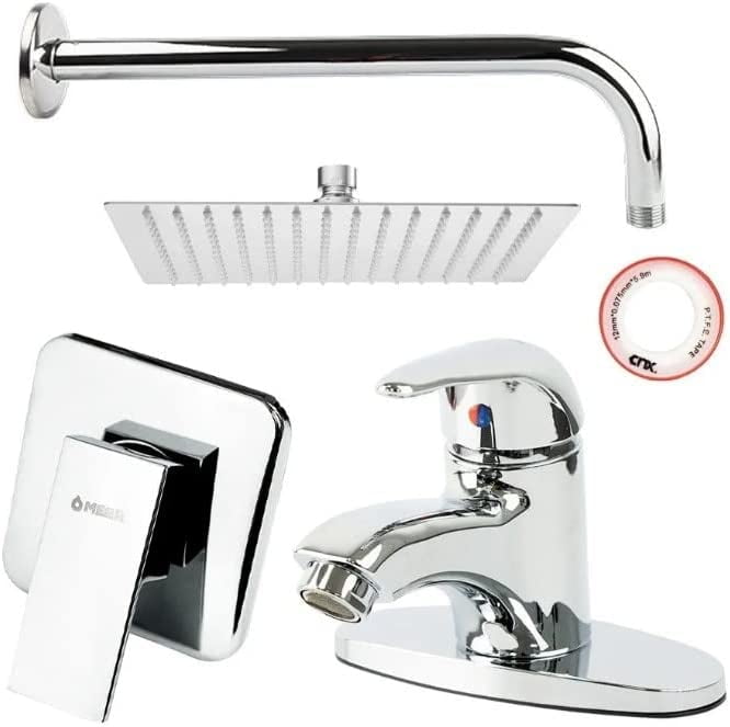 CNX Regadera Cuadrada, Tubo de 40cm, Mezcladora Monomando Y Mezcladora Para Lavabo CNX MEER RC11 ...