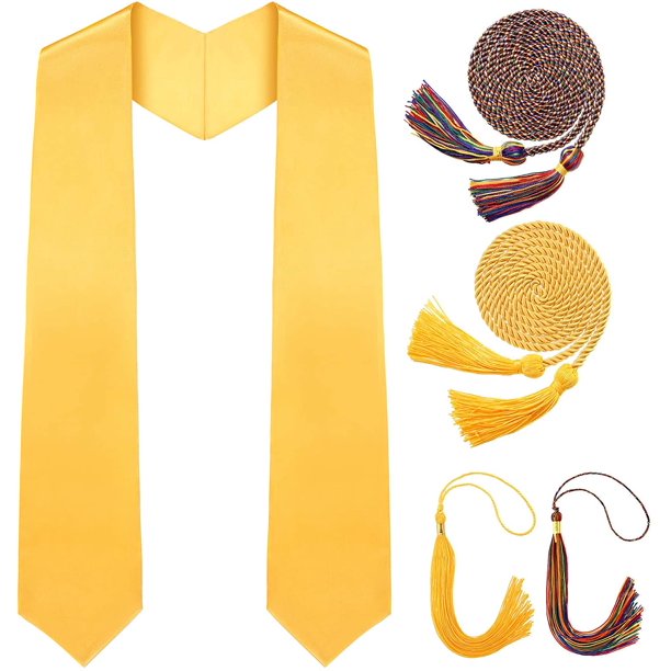 5 Pieces Graduation Stole, Honor Cords and Tassel Set Unisex Adult ...