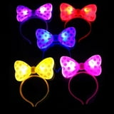 LED Lights Polka Dot Bow Headband Plastic Light up Blinking Rave Ribbon ...