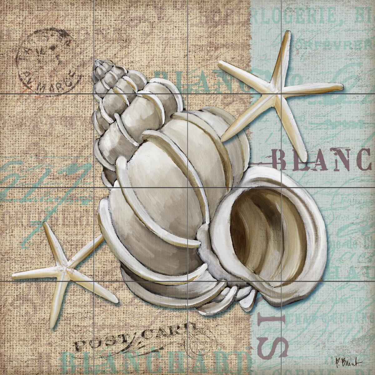 Tile Mural Bathroom Backsplash - Linen Shells IV-PB - by Paul Brent ...