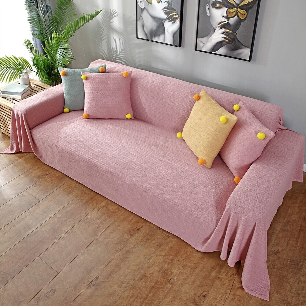 Pink 70.8" x 70.8" Knit Sofa Covers for Couch Covers Woven Sofa Throw ...