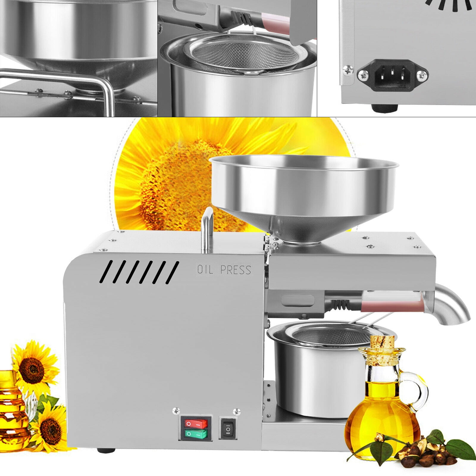 600W Home Automatic Oil Press Machine 304 Stainless steel Intelligent ...