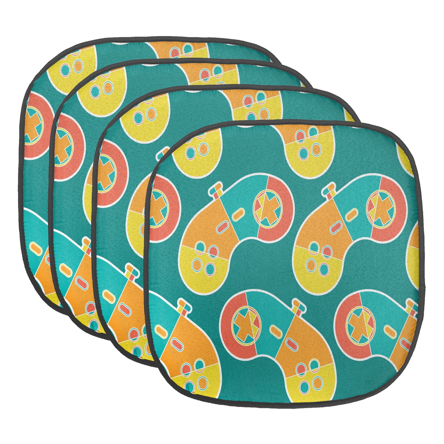 Gaming Chair Seating Cushion Set of 4, Game Controller Gamepad Retro ...