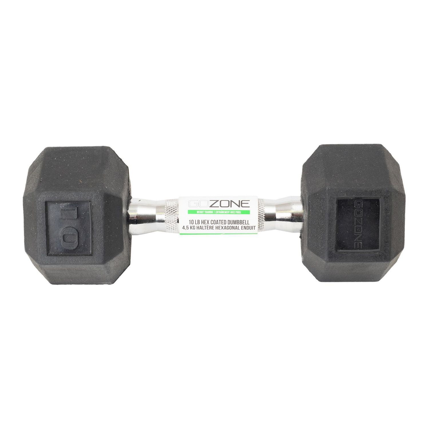 Click here for Gozone Rubber-Coated Hex Dumbbell - Black/Chrome prices