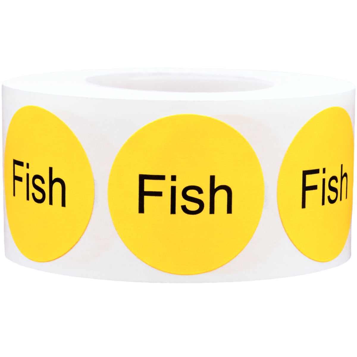Yellow Fish Deli Labels 1 Inch Round Circle Dots 500 Total Adhesive ...