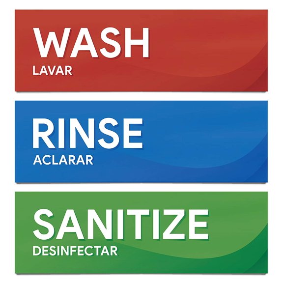 Assured Signs Wash Rinse Sanitize Stickers for 3 Compartment Sink ...