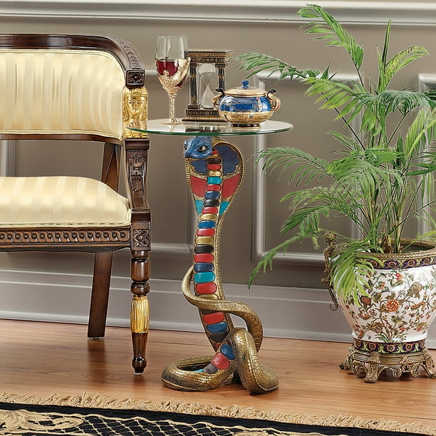 Design Toscano Renenutet Egyptian Cobra Goddess Glass-Topped Table ...