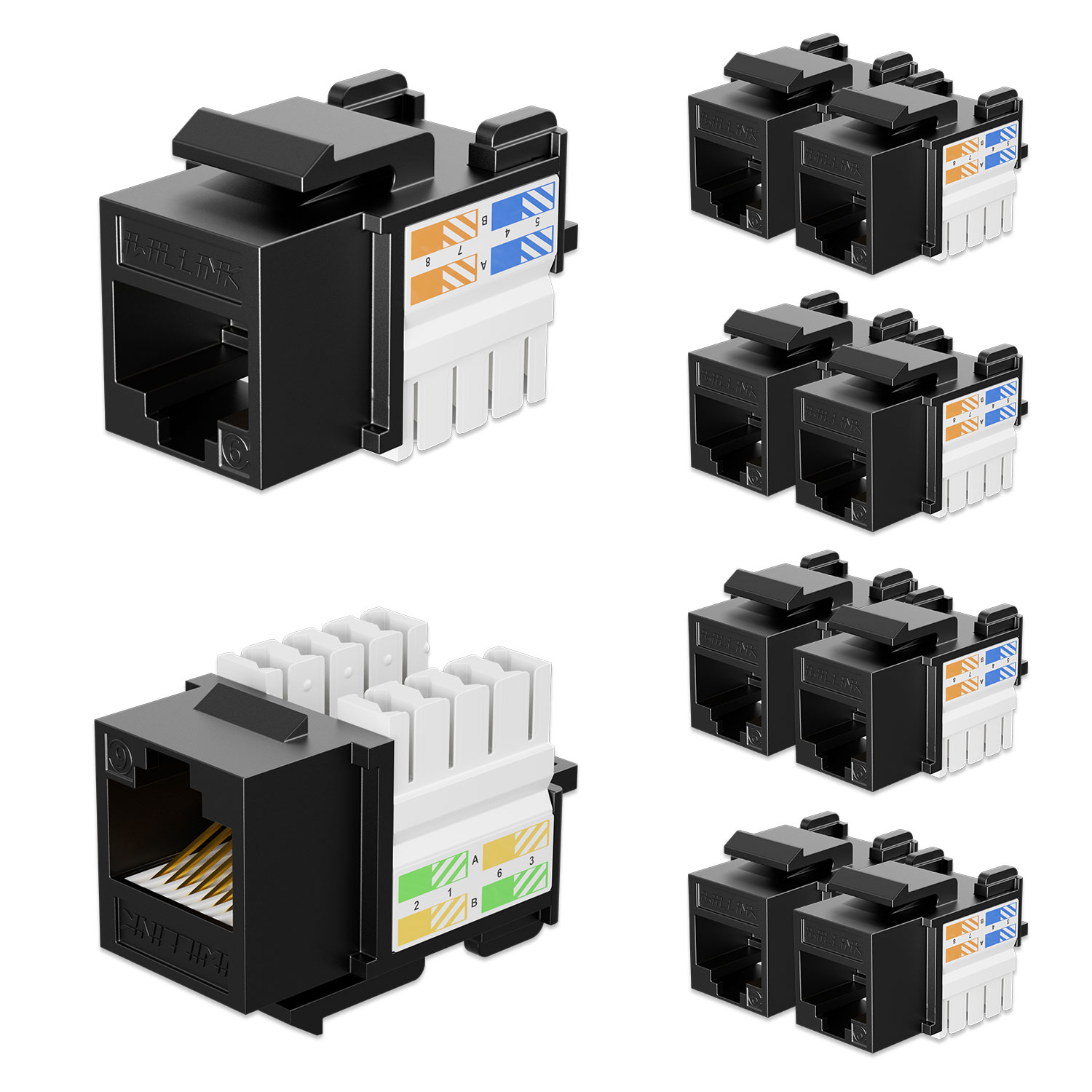 iwillink Cat6 Keystone Jack 10-Pack, RJ45 Keystone Jack, 90-Degree ...