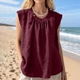 idosla Linen Shirts for Women Spring Summer Sleeveless Cap Sleeve ...