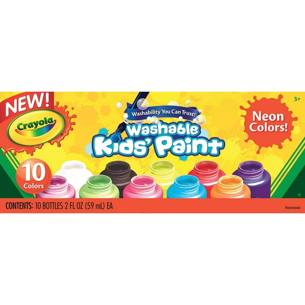 Crayola Washable Kids' Paint Set, 10-Colors, Neon - Walmart.com ...
