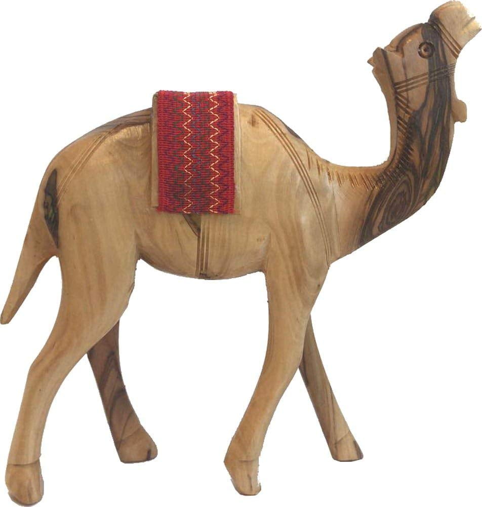 Holy Land Market Olive Wood Camel With Red Saddle on back (11 Inches ...