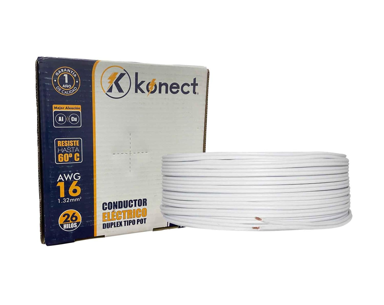 Cable Electrico Pot KONECT Duplex Calibre 16 Blanco 100m Cca ME0081 | Walmart en línea