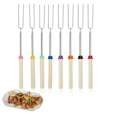 Extendable Marshmallow Roasting Sticks - Set of 8 Telescoping Skewers & Hot Dog Forks with ...