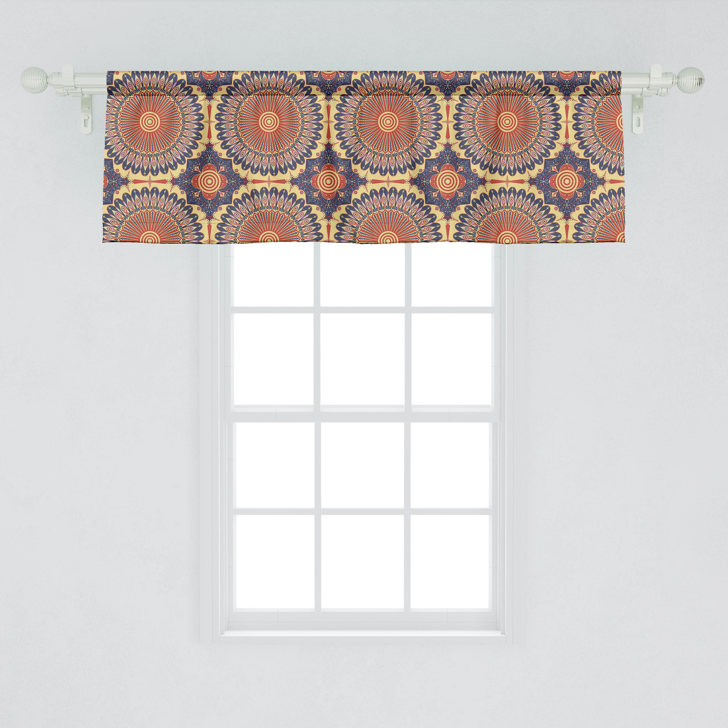 Ambesonne Mandala Window Valance, Round with Design Details Eastern ...