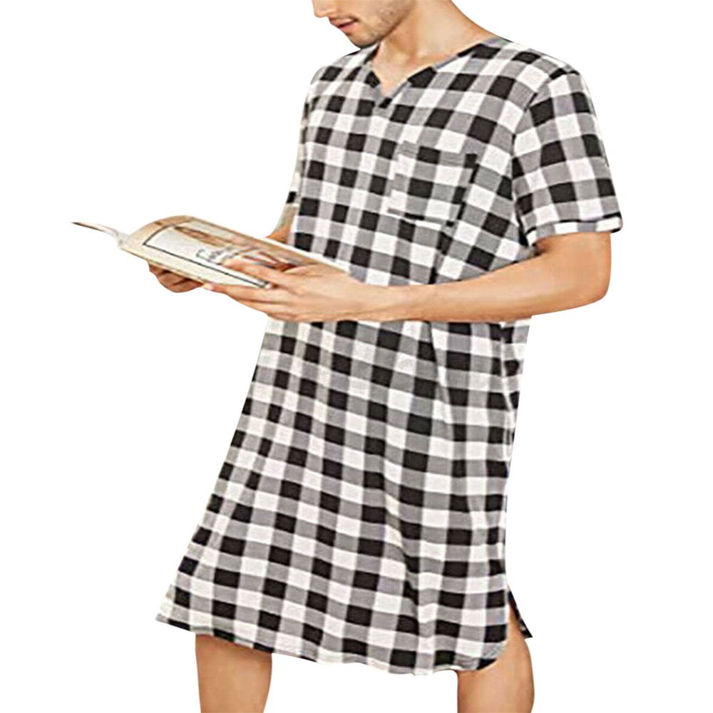 Click here for Generic Men‘s Nightshirt Cotton Nightwear Comfy Bi... prices