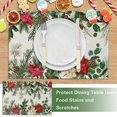 Christmas Poinsettia Placemats Set of 4, Xmas Pine Branches Cones Holly ...