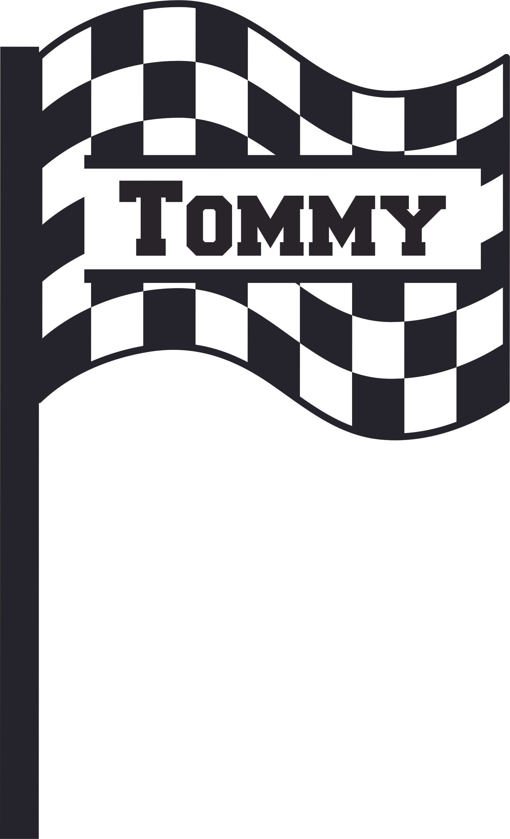 Racecar Racing Car Flag Cartoon Character Personalized Wall Decal ...