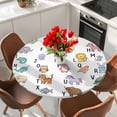 Cartoon Animal Cute Letter Round Fitted Tablecloth with Elastic Edge ...