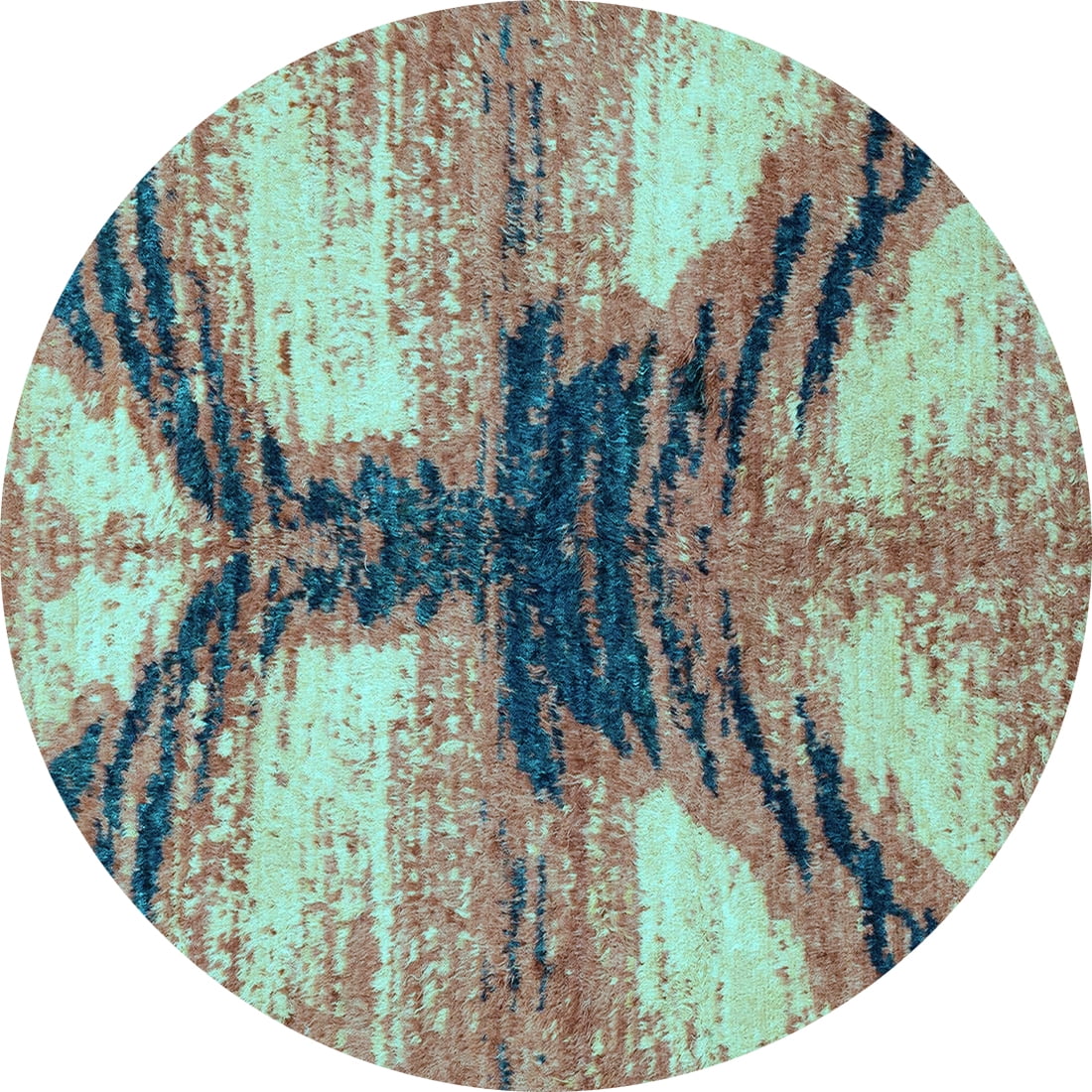 Ahgly Company Indoor Round Abstract Light Blue Modern Area Rugs, 7 ...