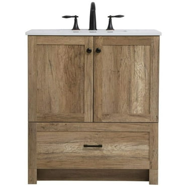Eviva Allure 55 Inch Single Wood Bathroom Vanity in Natural Oak with ...